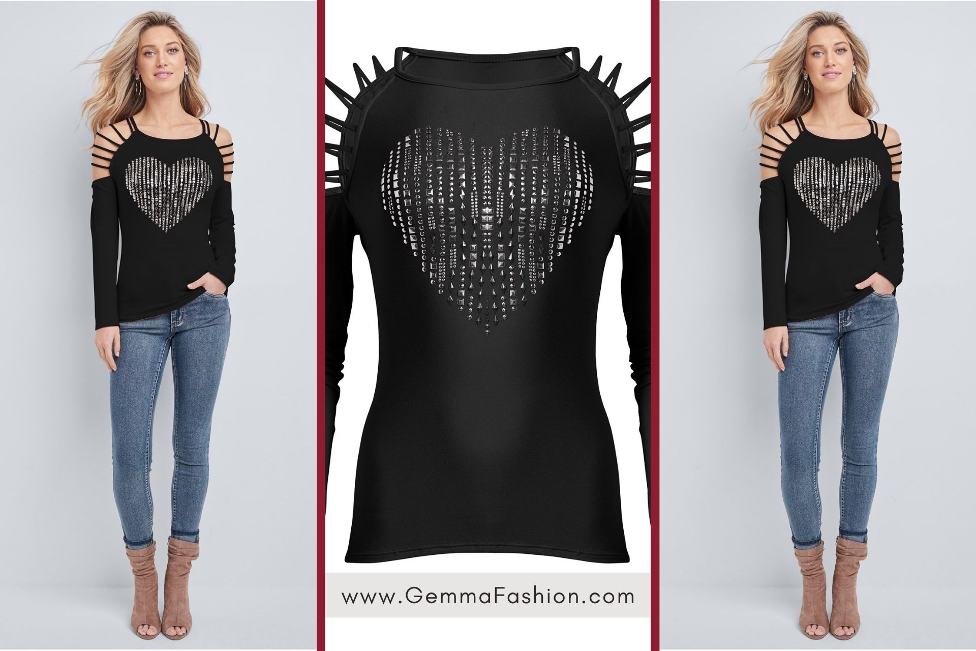 EMBELLISHED HEART TOP - Gemma Fashion