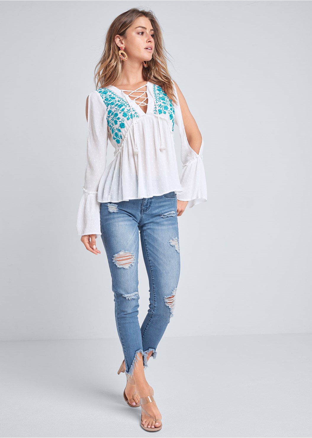 EMBROIDERED SWISS DOT TOP - Gemma Fashion