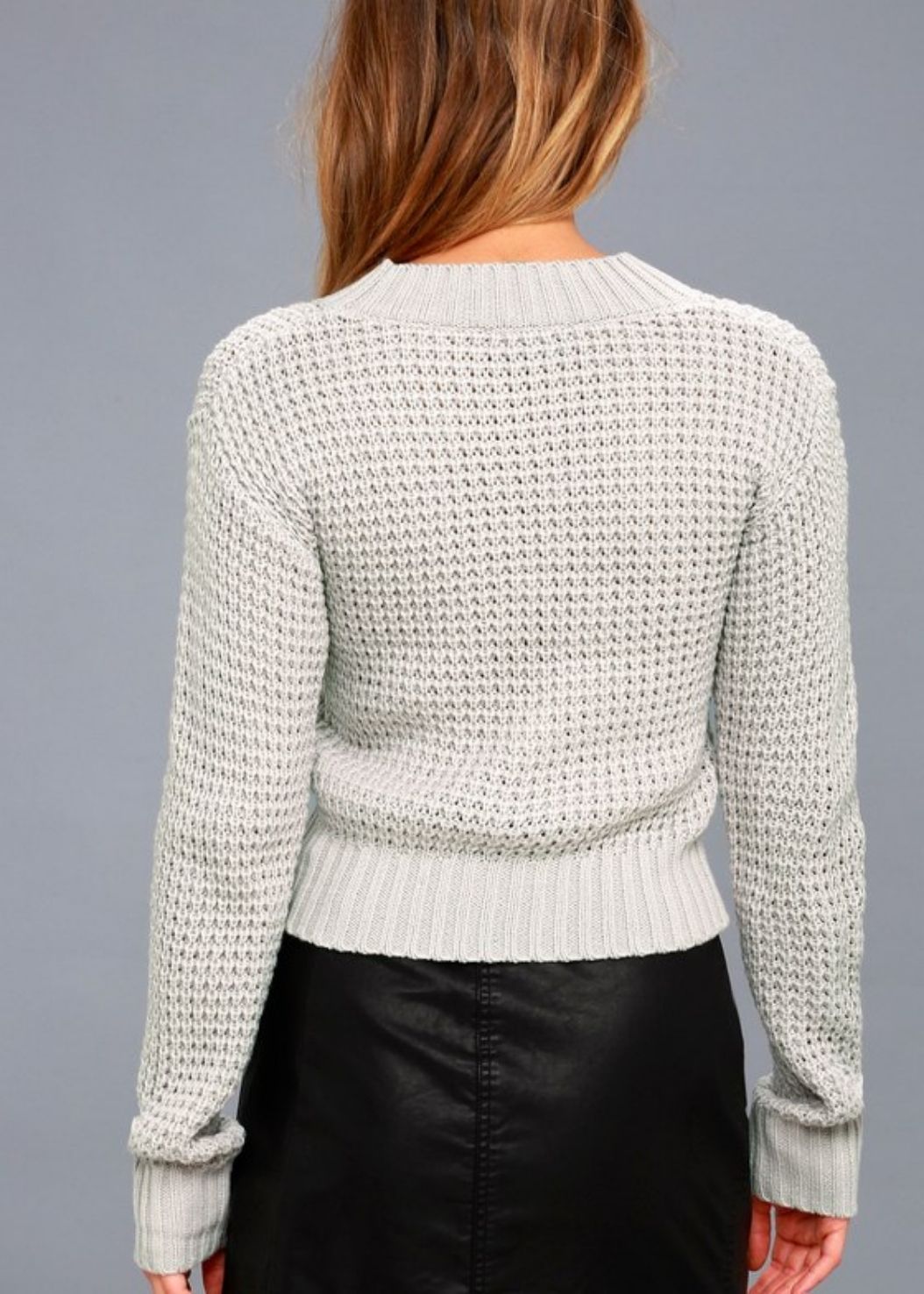 CAMPFIRE COZY LIGHT GREY CROPPED SWEATER - Gemma Fashion