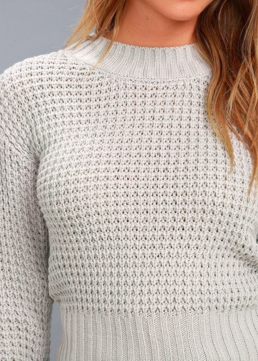 CAMPFIRE COZY LIGHT GREY CROPPED SWEATER - Gemma Fashion