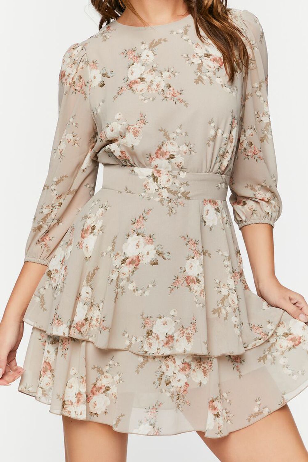 FLORAL PRINT CHIFFON MINI DRESS - Gemma Fashion